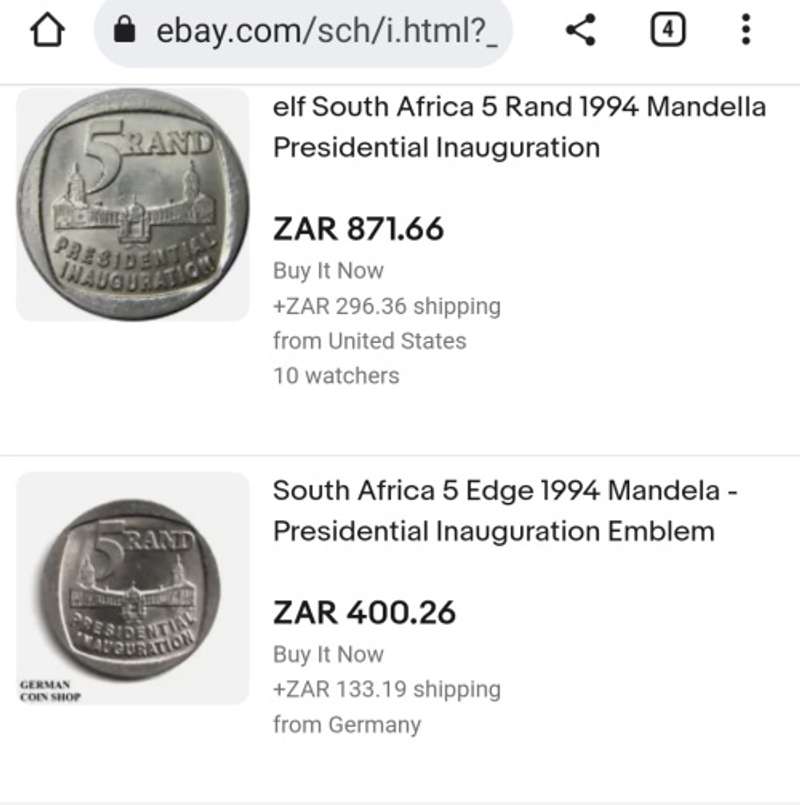 Five Rand HIGH GRADE 1994 RSA COMMEMORATIVE ISSUE MANDELA