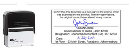 Other Stationary & Supplies - Commissioner of oaths stamp, rubber stamp ...