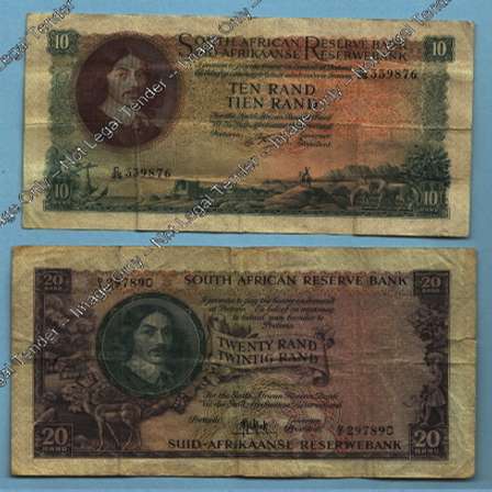 Other South African Bank Notes - 1961 R20 note & 1962 R10 note ...