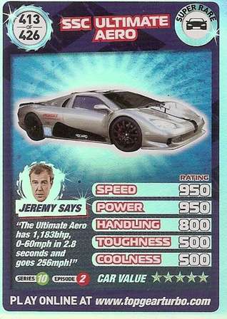 Trading Cards - TOP GEAR TURBO CHALLENGE `EXTRA` - SSC ULTIMATE AERO ...