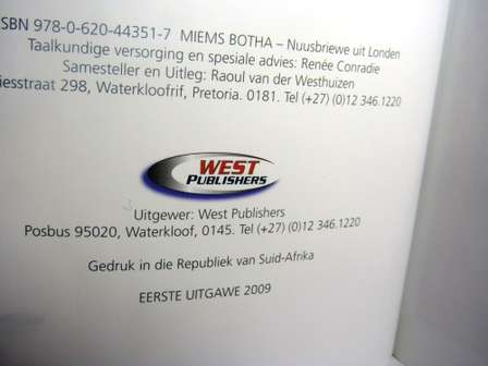 Africana - Miems Botha - Nuusbriewe Uit Londen was listed for R125.00 ...