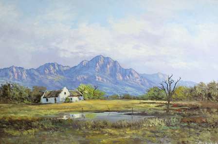 Paintings - Don Benzien - Farm house and mountains - Stunning!! - 90cm ...