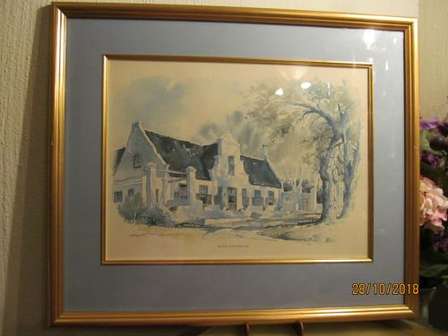 Unknown Artist - KLEIN CONSTANTIA !! Large Vintage Framed Watercolor ...