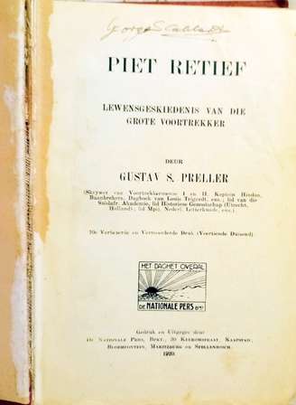 Africana - Piet Retief : Lewensgeskiedenis van die Grote Voortrekker ...