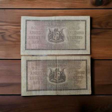 ZAR Bank Notes - Rare vintage collectors 1940`s South African One pound ...