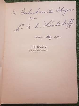 Africana Books - Die Saaier En Ander Gedigte. (Enig in sy Soort ...