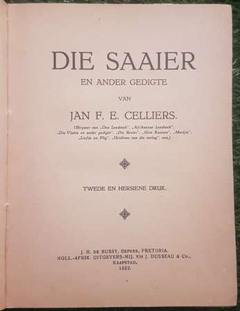 Africana Books - Die Saaier En Ander Gedigte. (Enig in sy Soort ...