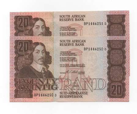 CL Stals - x2 CL Stals R20 Banknotes in Sequence (UNC Condition) Bid ...