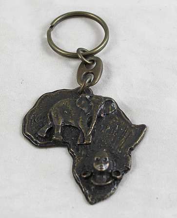 Metal - Map of Africa - Embossed Elephant Keyring - Beautiful! - Bid ...