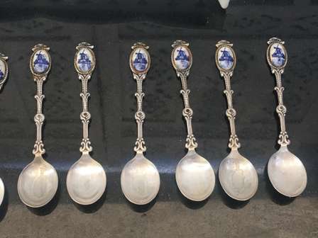 Dutch Porcelain - Delightful Old Delft Porcelain Teaspoon Hanger & 12 ...