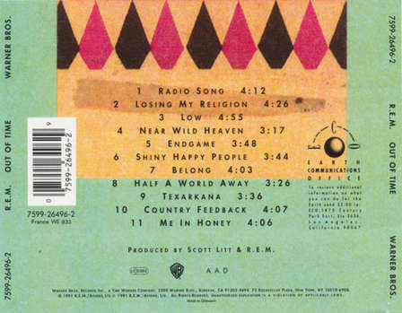 Rock - R.E.M. - Out Of Time (CD) was listed for R30.00 on 21 Feb at 16: ...