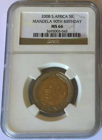2008 Birthday R5 - 2008 SA Five Rand Coin * MANDELAS 90TH BIRTHDAY ...
