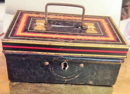 Tin - Chad valley money box + 4 S.A old coins was listed for R99.00 on ...