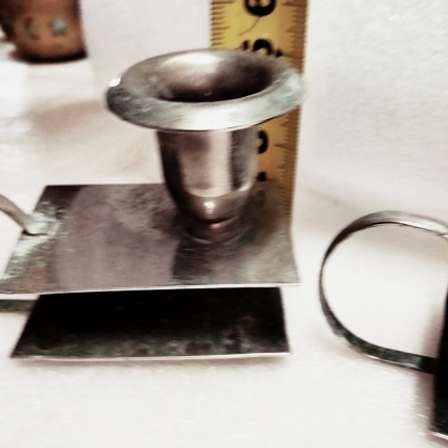 Candlesticks & Candle Snuffers - 2 EPNS Finger loop candle holder match ...