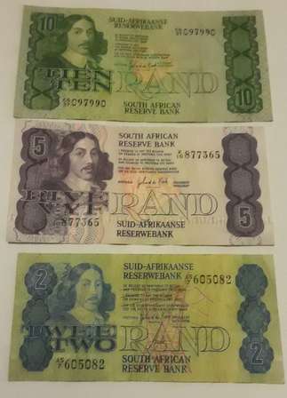 ZAR Bank Notes - 1981 to 1989 GPC de Kock R2, R5 and R10 Banknotes was ...