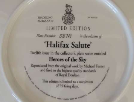 English Porcelain - Royal Doulton Heroes Of The Sky Plate - Halifax ...