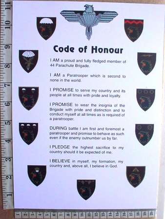 Other Militaria - 44 Parachute Brigade Code of Honour / 44 Valskerm Bde ...