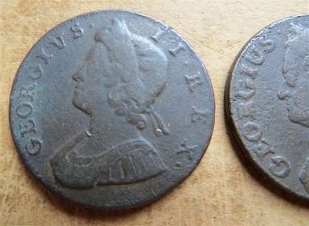 Europe - 2 X BRITTANIA GEORGIUS II HALF PENNY ***SCARCE*** BID PER COIN ...