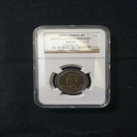 2008 Birthday R5 - 2008 Mandela 90th Birthday R5 Coin NGC Graded MS62 ...