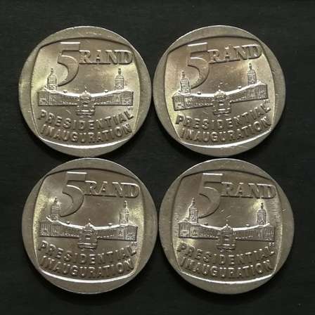 Five Rand - PRESIDENTIAL INAUGURATION 1994 5 RAND (4 COINS) was sold ...