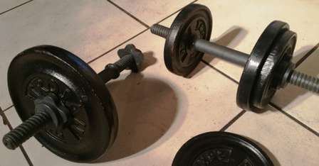 Dumbbells - TROJAN DUMBBELL BARS, BARBELL AND WEIGHT PLATES SET was ...