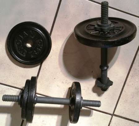Dumbbells - TROJAN DUMBBELL BARS, BARBELL AND WEIGHT PLATES SET was ...
