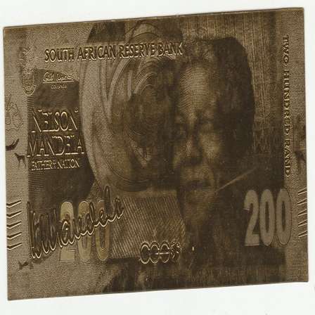 Other South African Bank Notes - MANDELA R200 24CT GOLD BANKNOTE - GILL ...