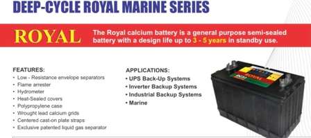 Rechargeable Batteries - NS70LMF-65AH,12V ROYAL DEEP CYCLE BATTERY DEAL ...