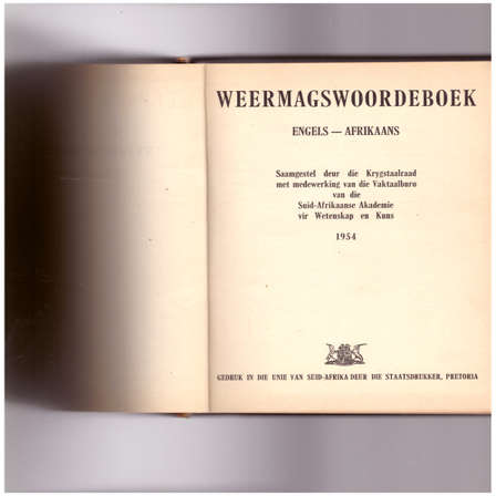 Africana Books - SUID-AFRIKAANSE WEERMAG WOORDEBOEK, ENGELS EN ...