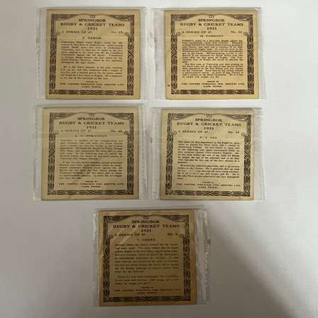 Sporting Memorabilia - 1931 Springbok Rugby and Cricket Teams Trading ...