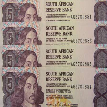 CL Stals - Lot of 4 South African R5 bank notes, CL Stals with ...