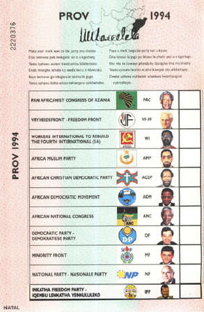 Mandela Memorabilia - 1994 General Election : Ballot Paper signed by ...