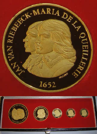 Gold & Bullion Coins - Five Piece 22ct GOLD Jan van Riebeeck Medallion ...