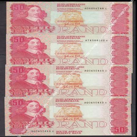 GPC de Kock - Republic of South Africa: Four R50 notes of 1984 for sale ...