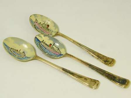 Maritime - Lot of 3 Union Castle line enamelled spoons - Windsor castle ...