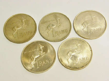 One Rand - Set of 5 RSA silver R1 coins with variations - you can take ...