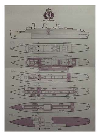 Posters - RMS Queen Mary Deck Layout Small Poster for sale in Cape Town ...
