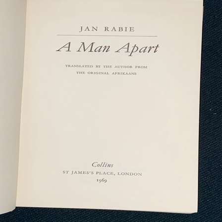 South African - A MAN APART A NOVEL BY JAN RABIE for sale in Cape Town ...