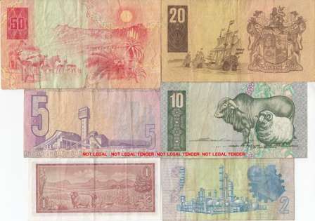 Other South African Bank Notes - *** SET OF NOTES R1 TO R50 *** SET039 ...