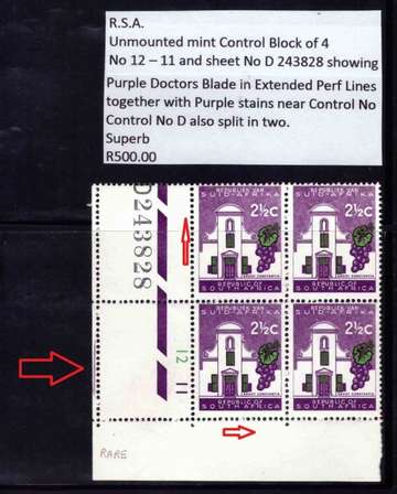 Republic of South Africa - RSA 2 1/2c U.M.M. block showing doctors ...