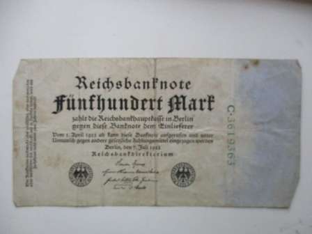 Europe & Great Britain - GERMANY - REICHS BANK NOTE FUNFHUNDERT MARK ...