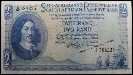 G Rissik - S. A. Bank Note : TWEE RAND / TWO RAND : G. RISSIK : UNC ...