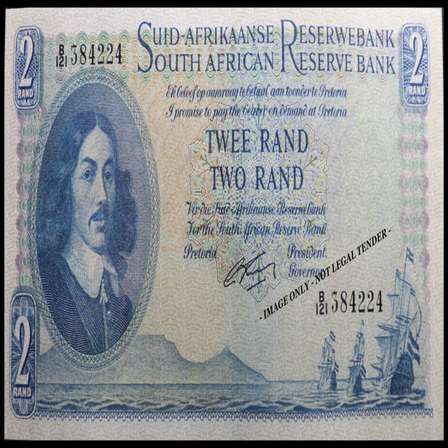 G Rissik - S. A. Bank Note : TWEE RAND / TWO RAND : G. RISSIK : UNC ...