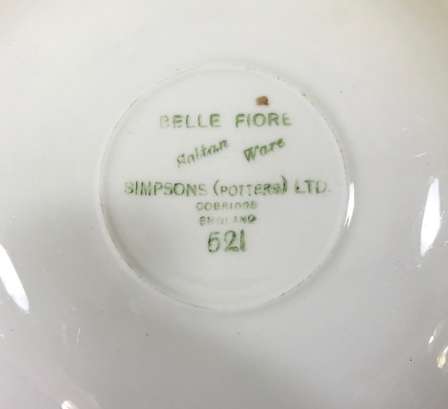 English Porcelain - BELLE FIORE TEA SAUCER x 1 SIMPSONS POTTERIES ...