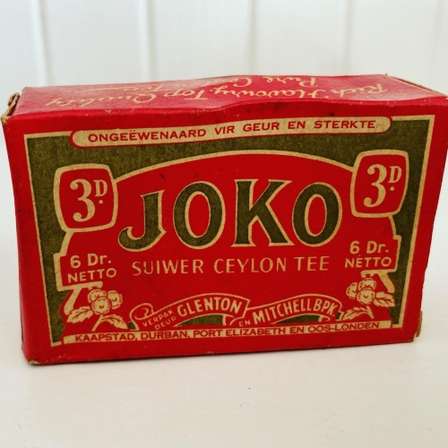 Advertising - South African vintage 1950s 1960s JOKO Tea box Sample for ...