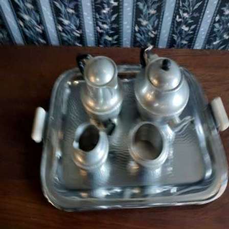 Other Metalware - Vintage Stainless steel tea set with Bakelite handles ...