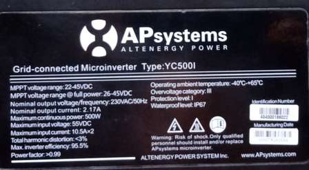 Other Electronics - APSystems Micro inverter 230V 500W 50HZ Model ...
