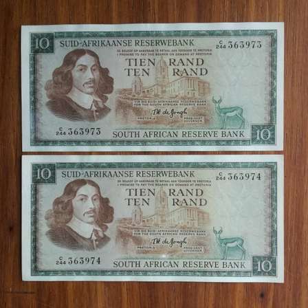 TW de Jongh - South Africa de Jongh 2 consecutive number Old R10 bank ...