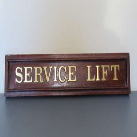 Signage - Stunning Vintage Wood and Brass `Service Lift` Sign (From ...