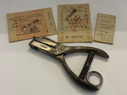 Rail - OLD TRAIN CONDUCTOR TICKET PUNCH WITH SOME OLD TICKETS 1960s was ...